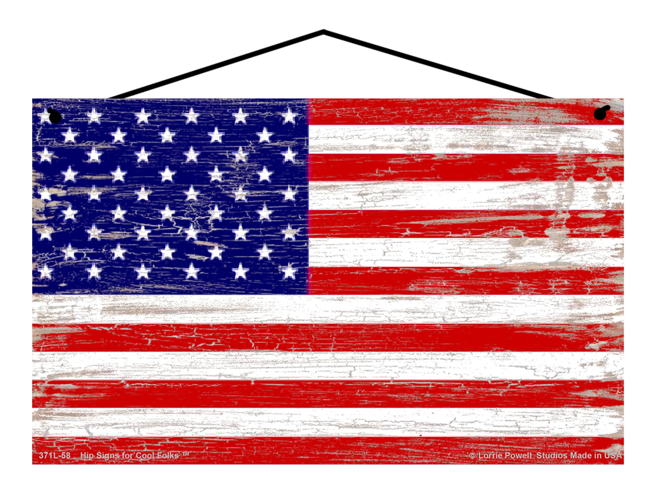 Vintage Style American Flag Sign for Indoors - Hanging Wall Art Home ...