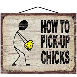 How to Pick up Chicks Vintage Style Sign Funny Cartoon Stick Figure ...