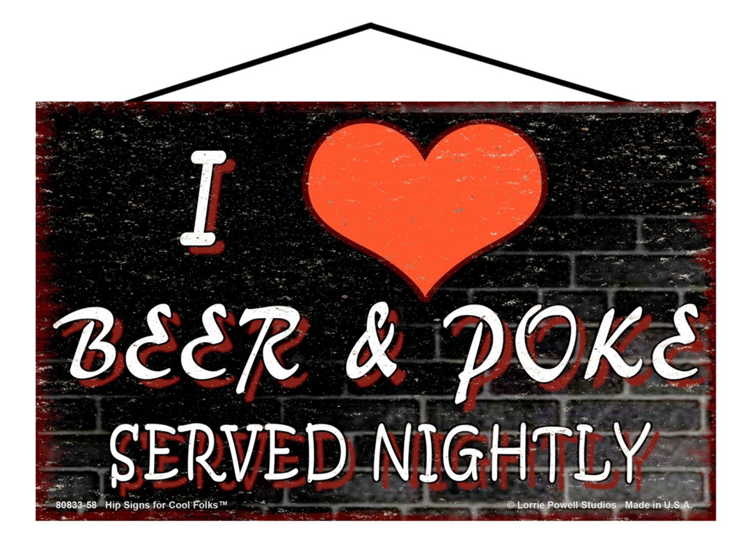 I Love Beer and Poke Served Nightly Sign - Black Bricks - Hawaii ...