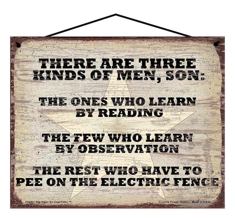Life Lessons Quote Sign for Sons - Learn by Reading, Learn by ...