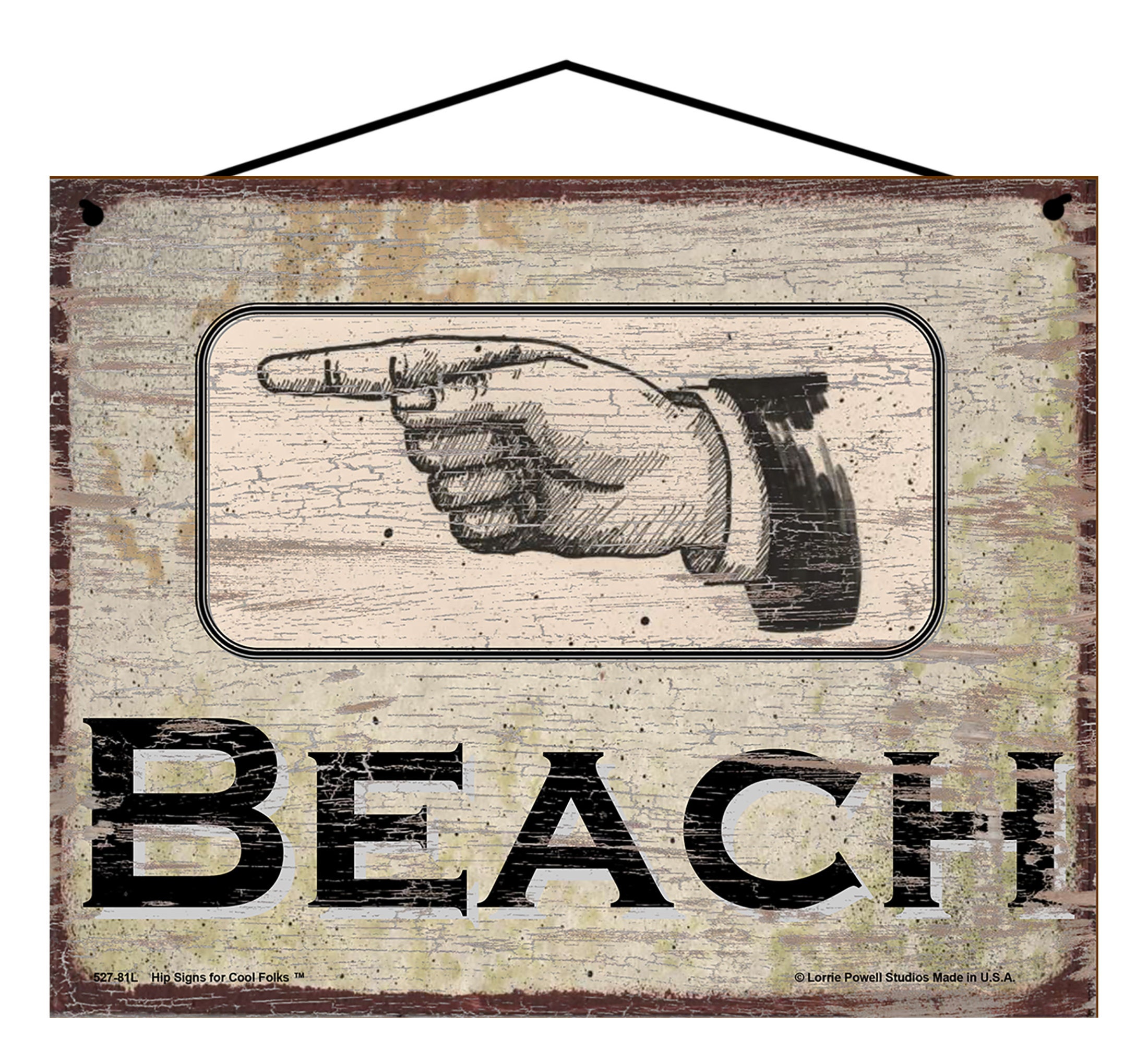 Beach Sign Pointing to the LEFT - Vintage Style Vacation Home Decor ...