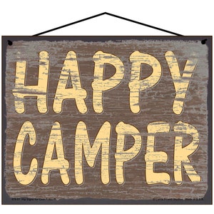 Happy Camper Sign - Brown Vintage Style Rustic Decor for Camping ...