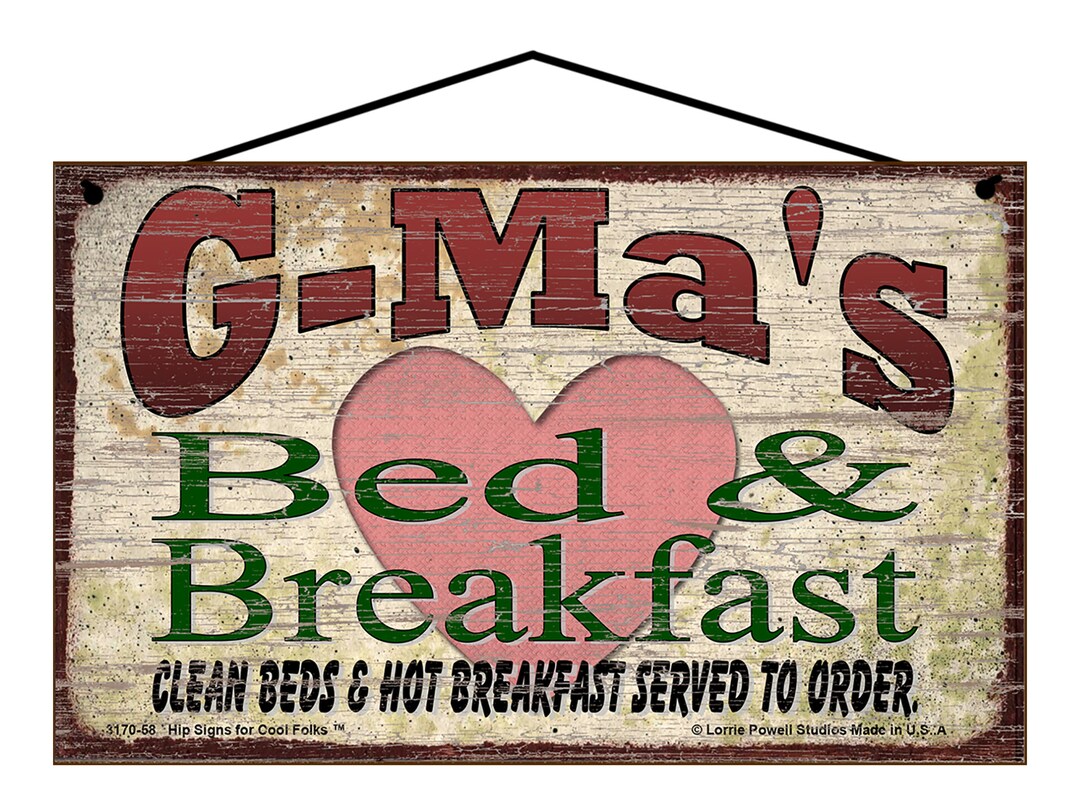 G-ma's Bed and Breakfast Sign - Vintage Style Rustic Home Kitchen or ...