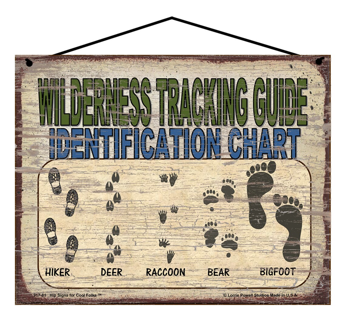 Bigfoot Themed Sign - Wilderness Tracking Guide Identification Chart ...