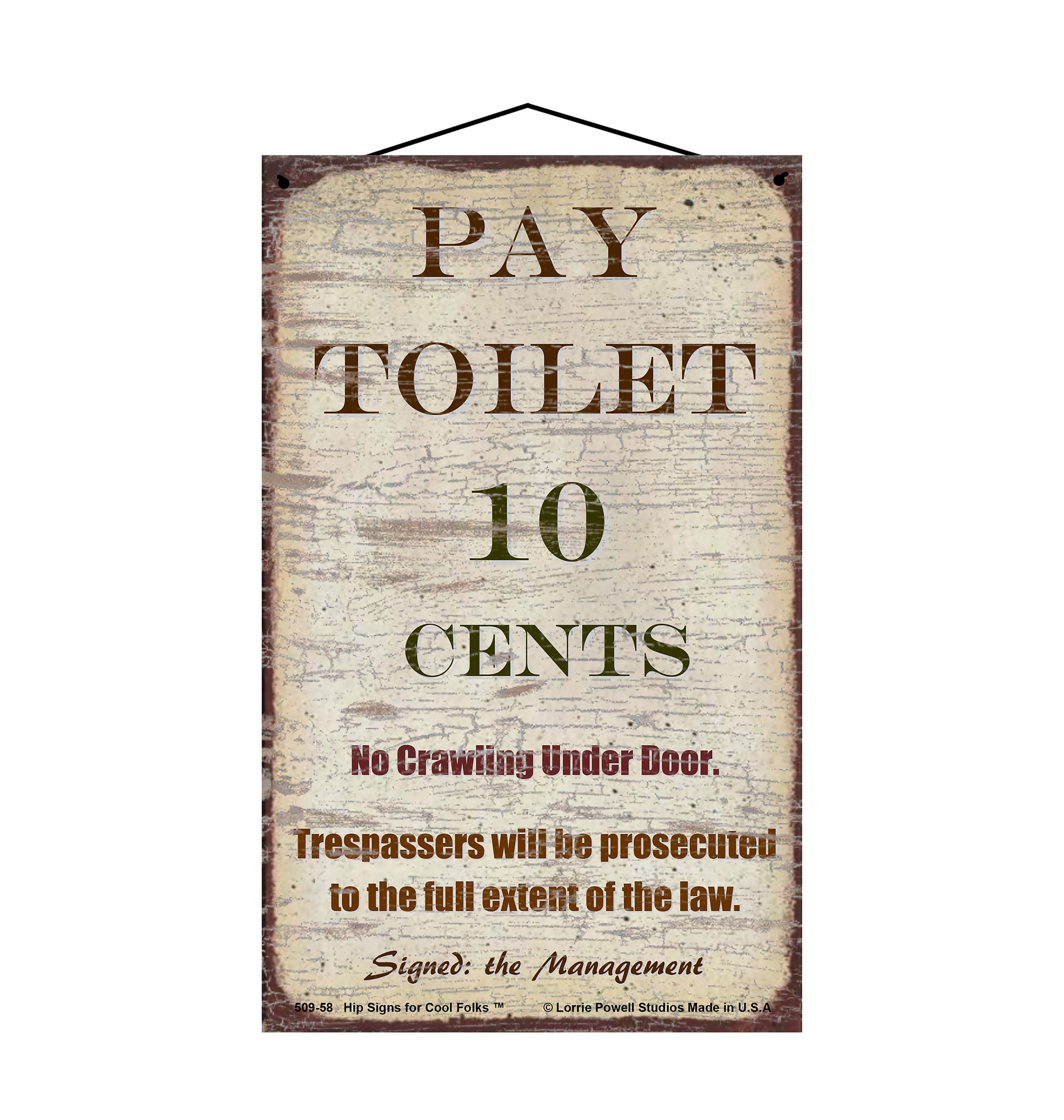Vintage Style Bathroom Sign (vertical) - Pay Toilet 10 Cents Sign No ...