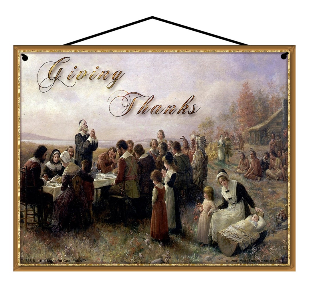 Giving Thanks Thanksgiving Themed Sign - Vintage Style Holiday Decor ...