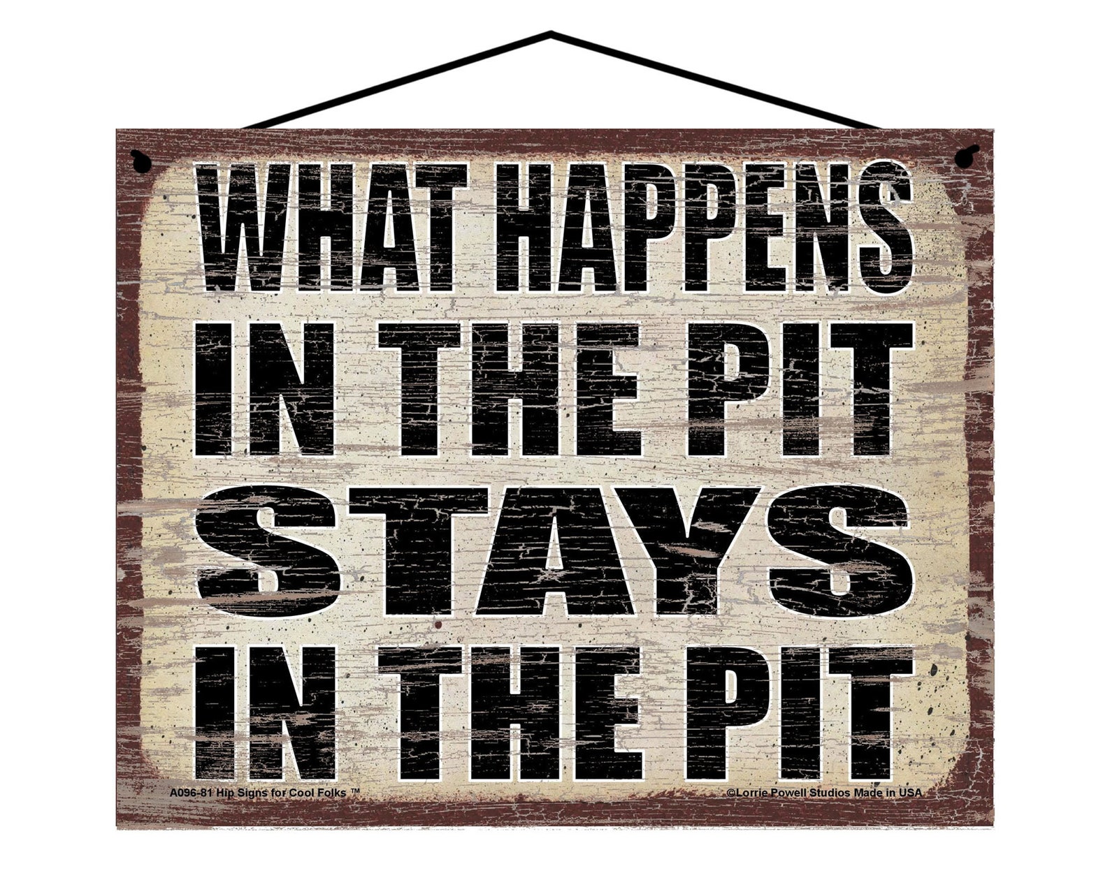 What Happens in the Pit Stays in the Pit - Vintage Style Hanging Sign ...