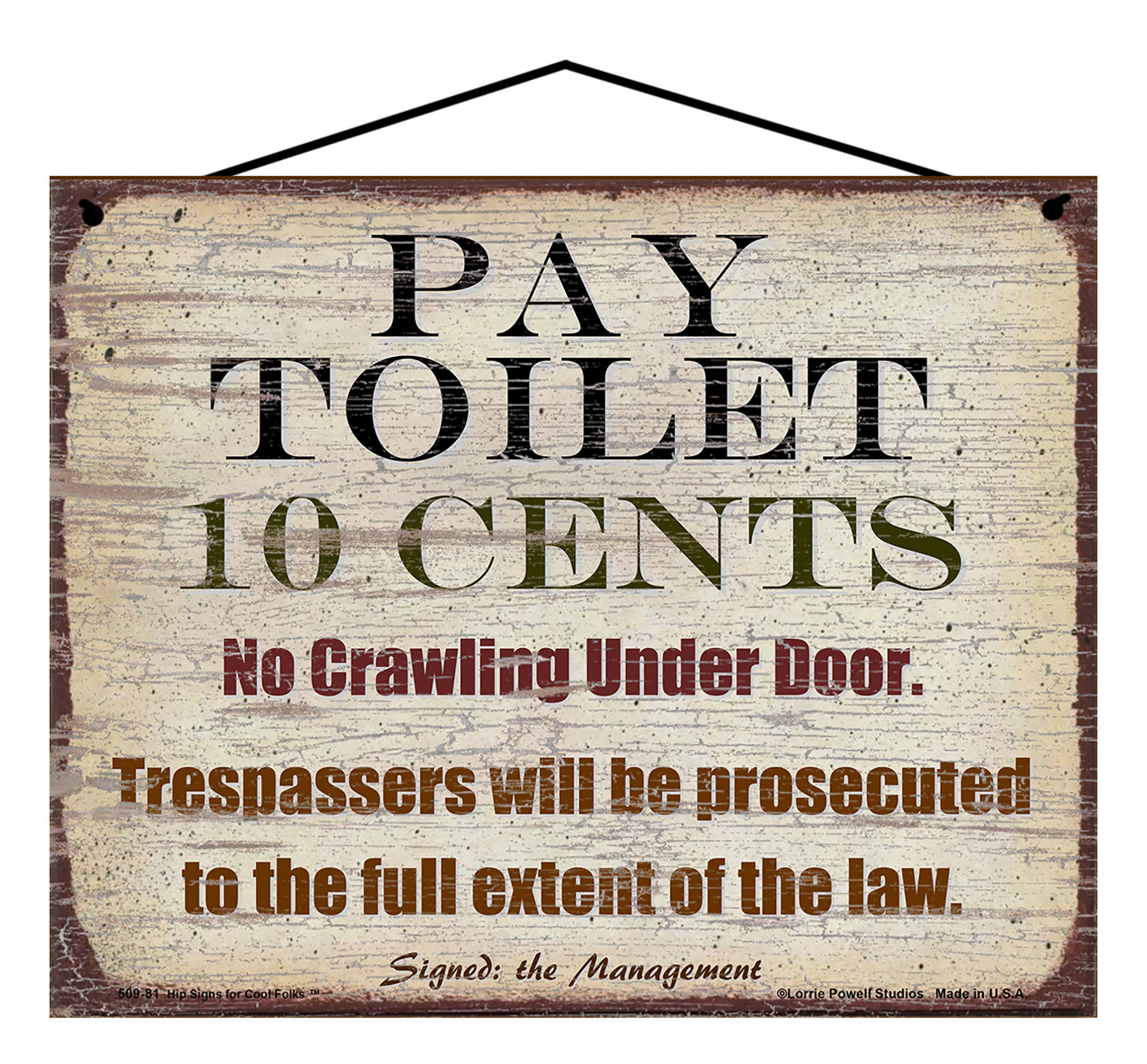 Vintage Style Bathroom Sign (horizontal) - Pay Toilet 10 Cents Sign No ...