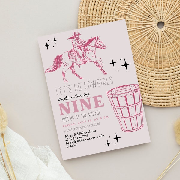 Barrel Racing Birthday Invitation Template - Etsy