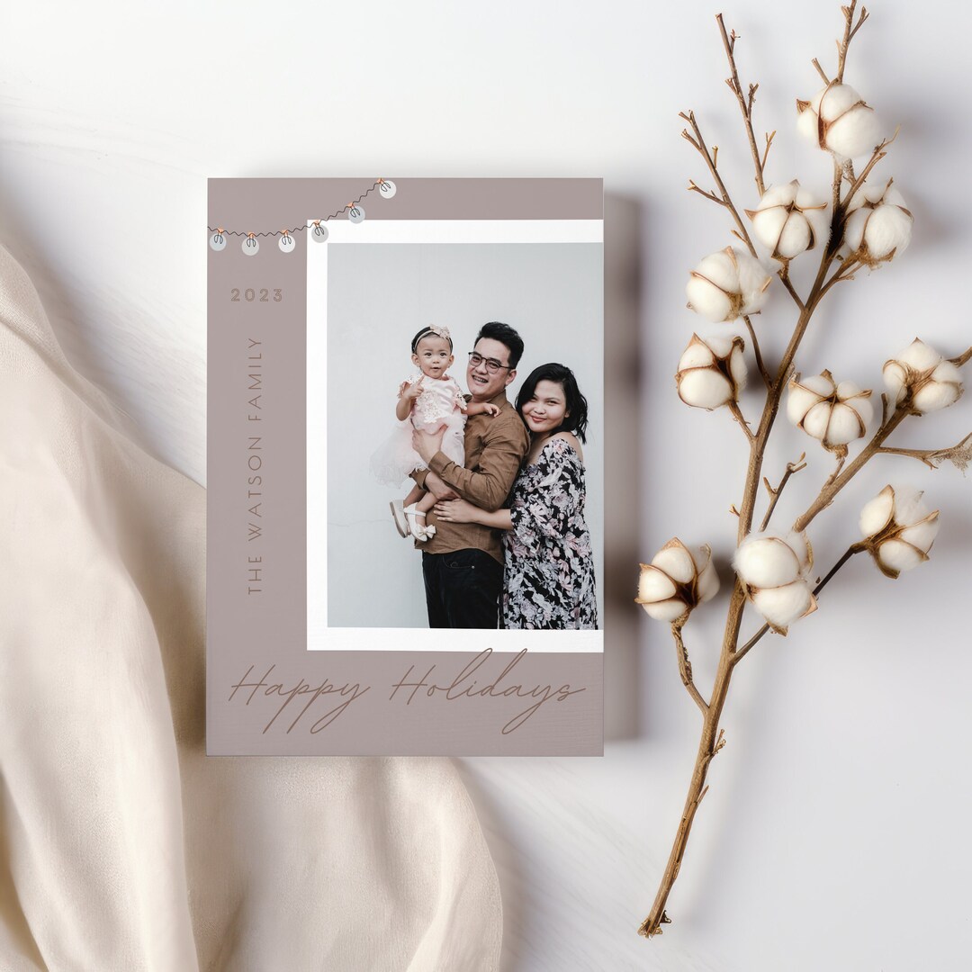 Multiple Photo Happy Holidays Greeting Card Editable Template, Be Merry ...