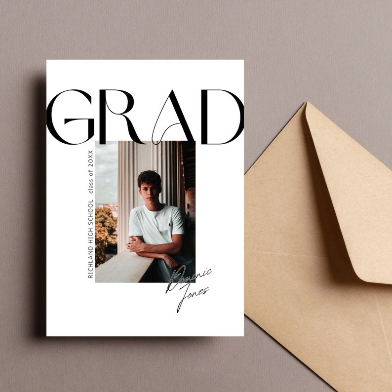Modern Graduation Party Invitation Template, Minimalist Open House ...