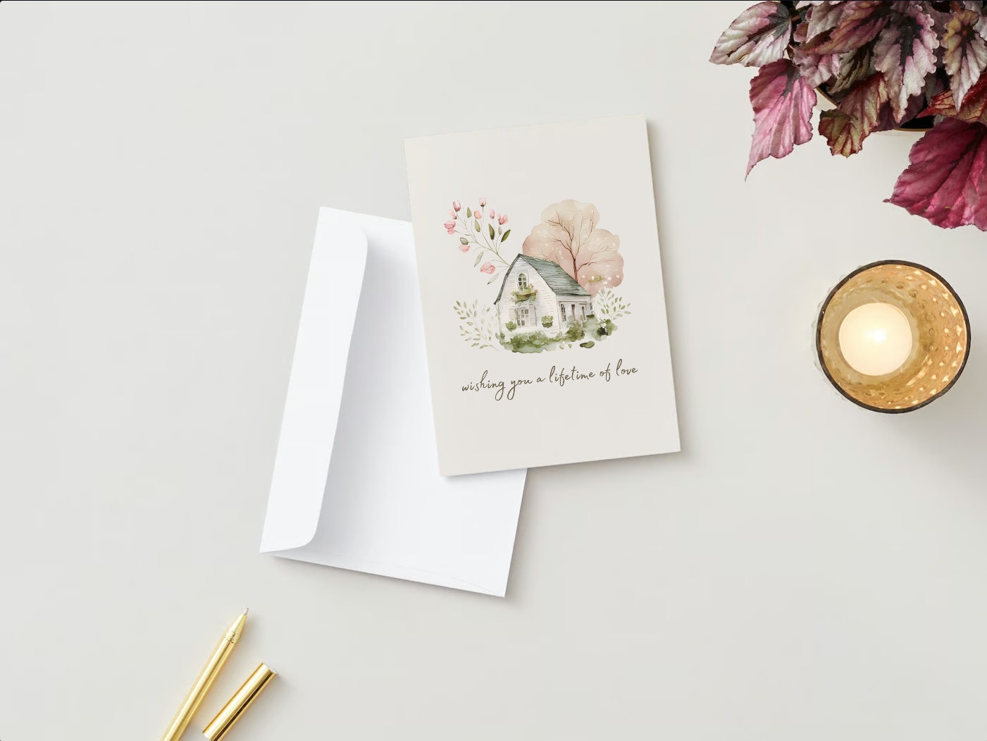 Lifetime of Love Printable Wedding Greeting Card, Simple Modern ...