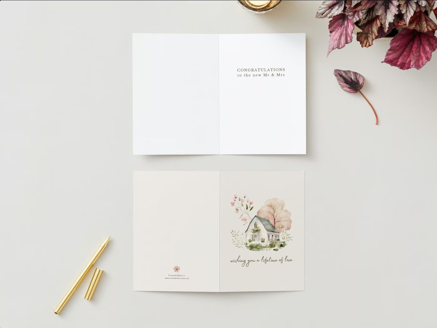 Lifetime of Love Printable Wedding Greeting Card, Simple Modern ...