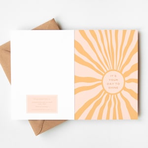 It's Your Day to Shine Printable Celebration Card, Retro Sun Folded ...