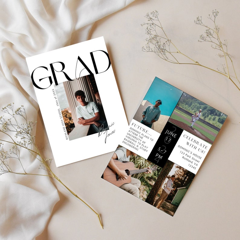 Modern Graduation Party Invitation Template, Minimalist Open House ...