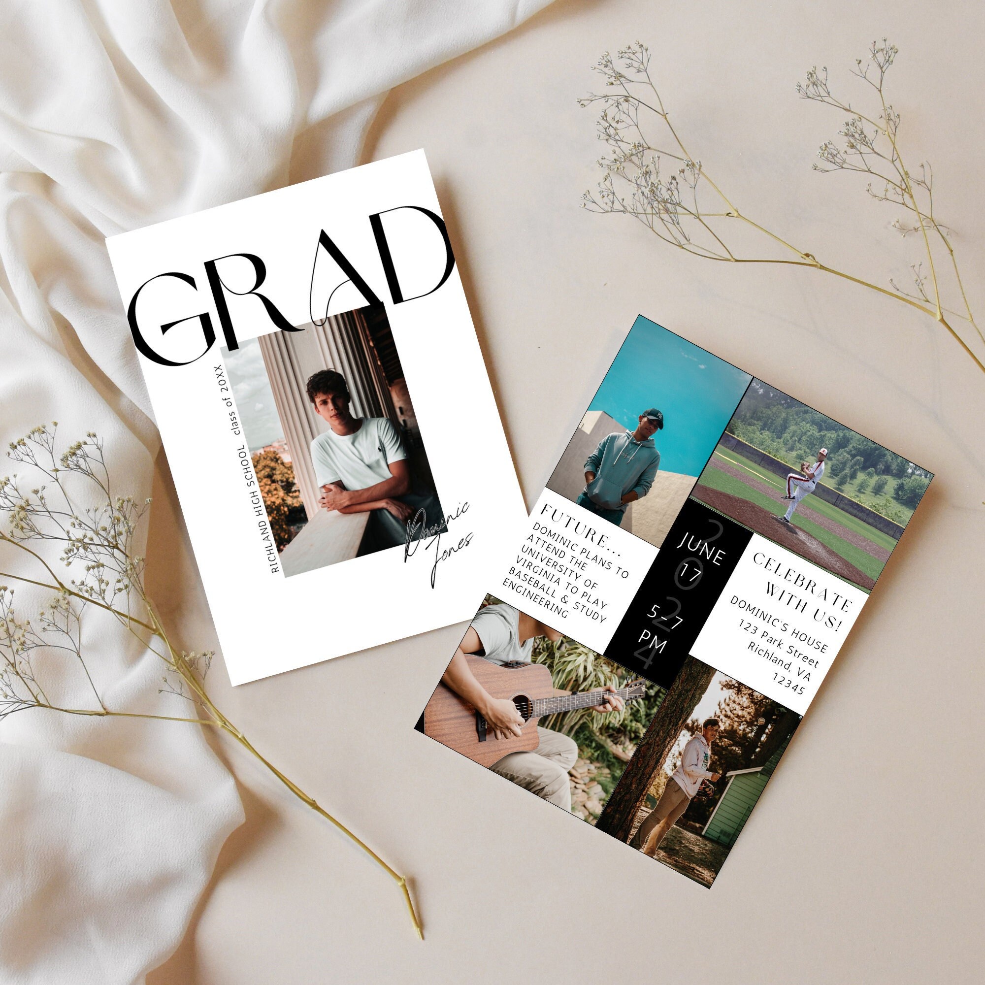 Modern Graduation Party Invitation Template, Minimalist Open House ...