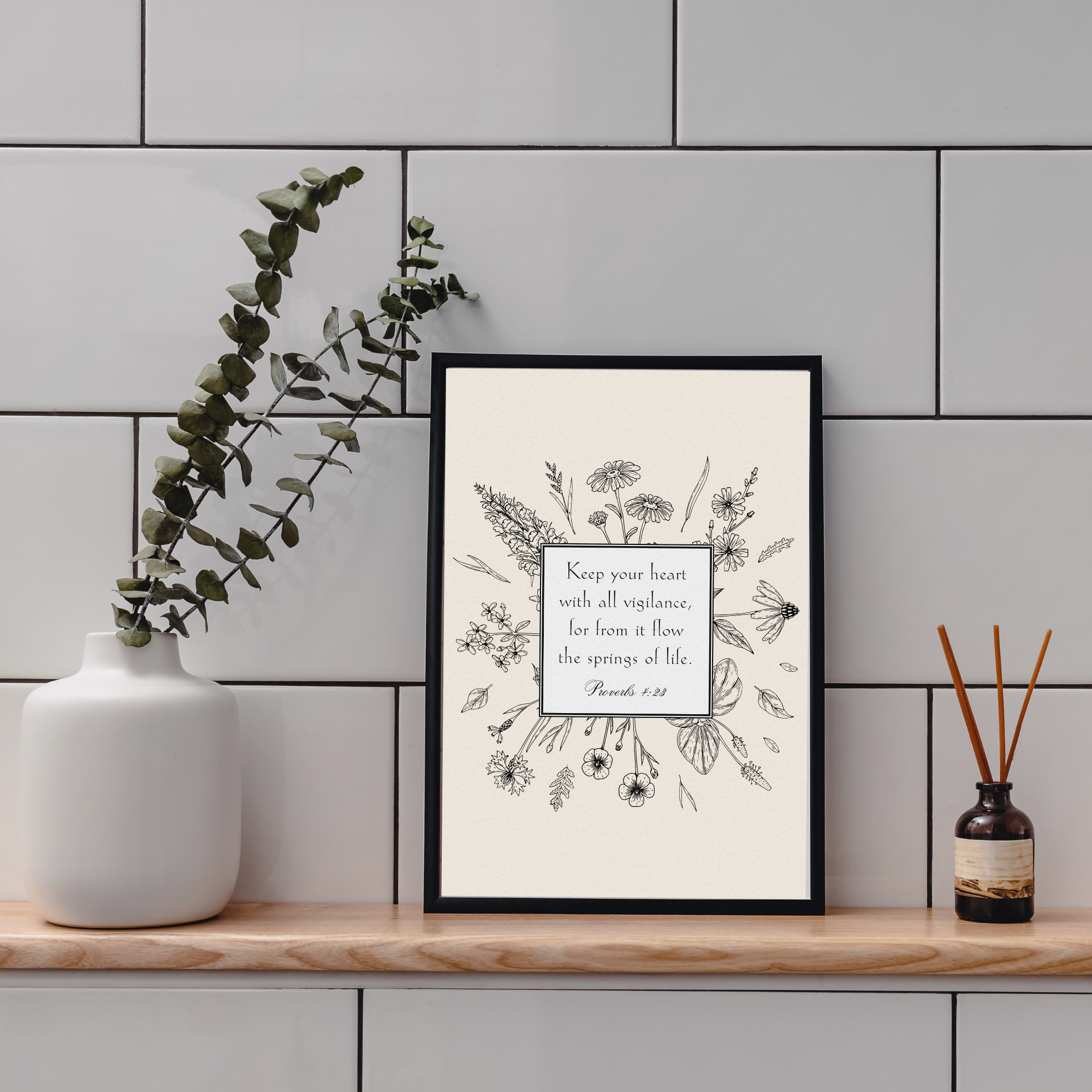 Bible Verse Printable Wall Art, Proverbs 4:23 Keep Your Heart With All ...