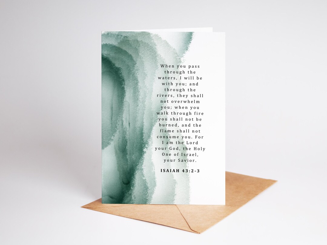 When You Pass Through the Waters Printable Folded Card, Watercolor ...