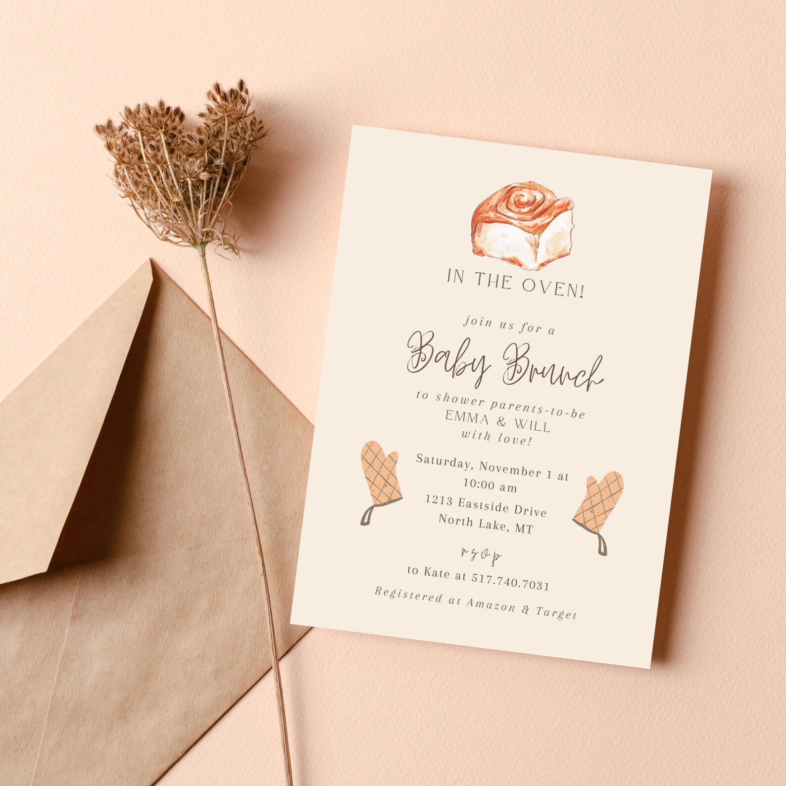 Bun in the Oven Baby Shower Brunch Invitation Customizable Template ...