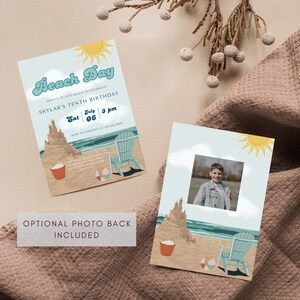 Beach Day Sandcastle Contest Birthday Party Invitation Template ...