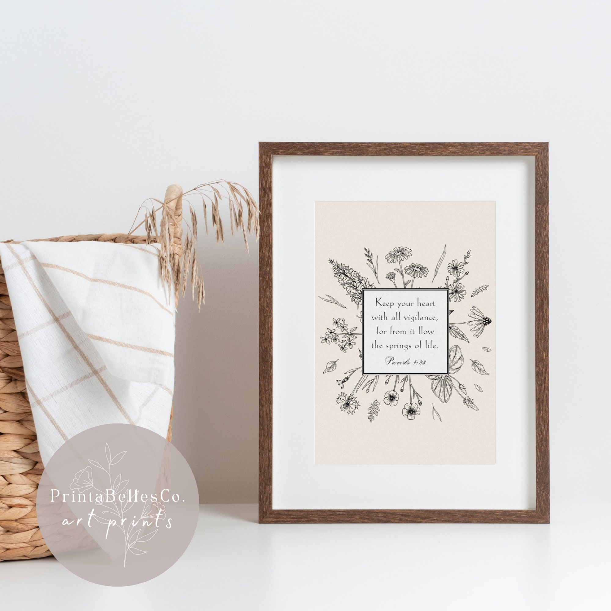 Bible Verse Printable Wall Art, Proverbs 4:23 Keep Your Heart With All ...
