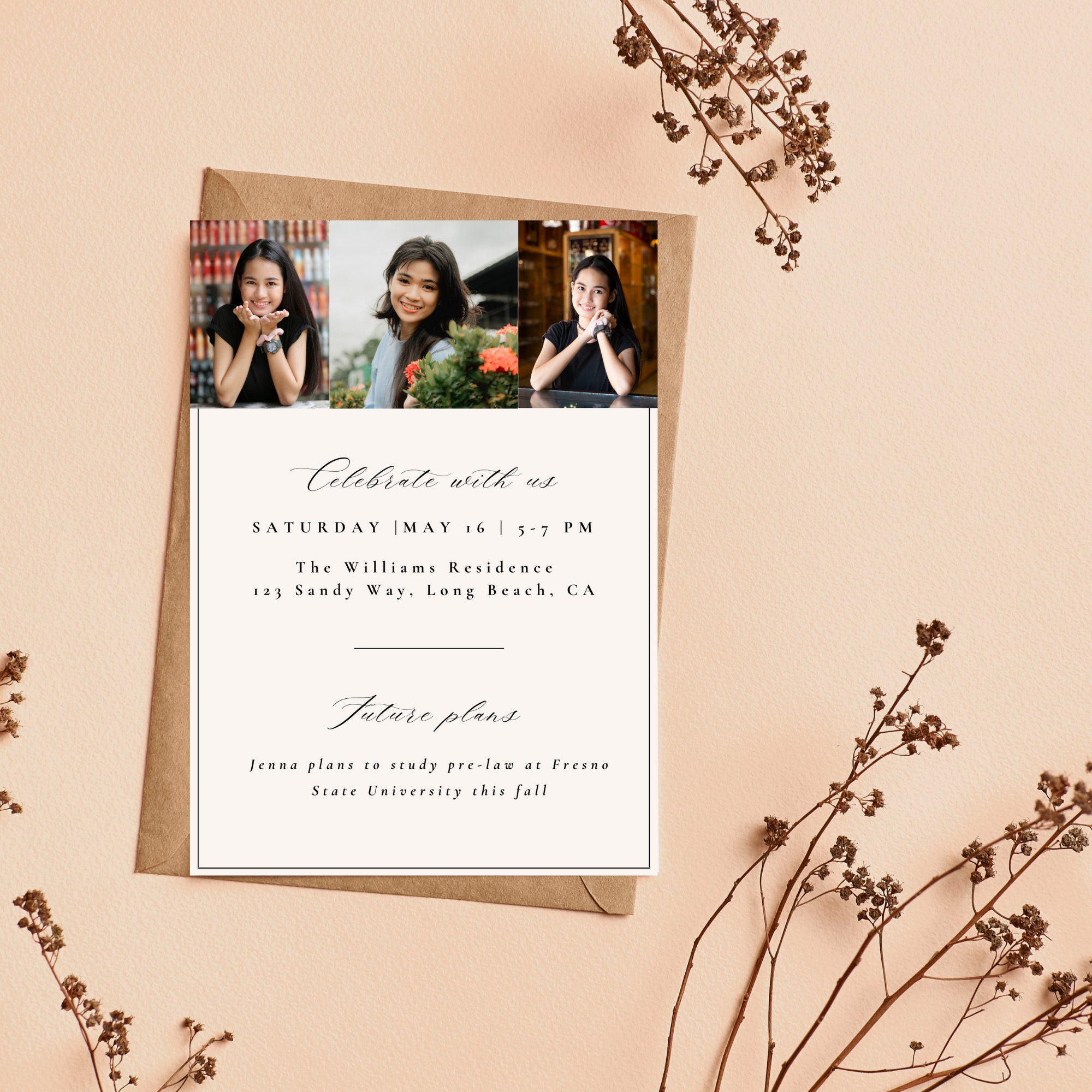 Classy Graduation Party Invitation Template, Modern Minimalist Oval ...