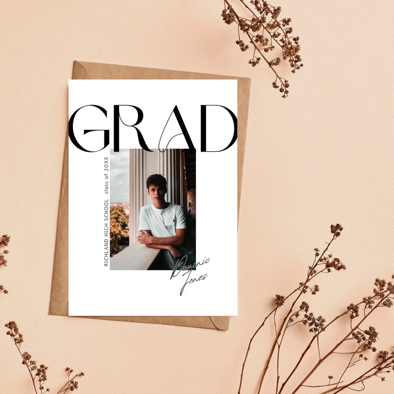 Modern Graduation Party Invitation Template, Minimalist Open House ...