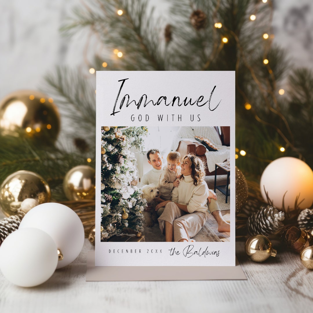 Immanuel God With Us Christmas Photo Card Editable Template, Modern ...