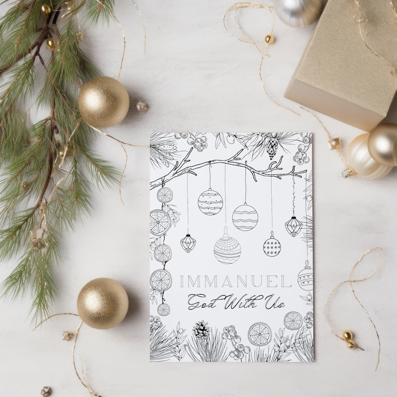 Christian Christmas Adult Coloring Page, Immanuel God With Us 5 X 7 ...