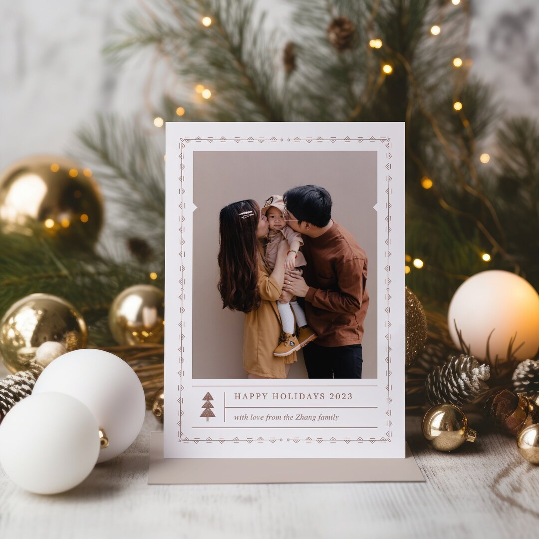 Modern Happy Holidays Photo Greeting Card Editable Template, Minimalist ...