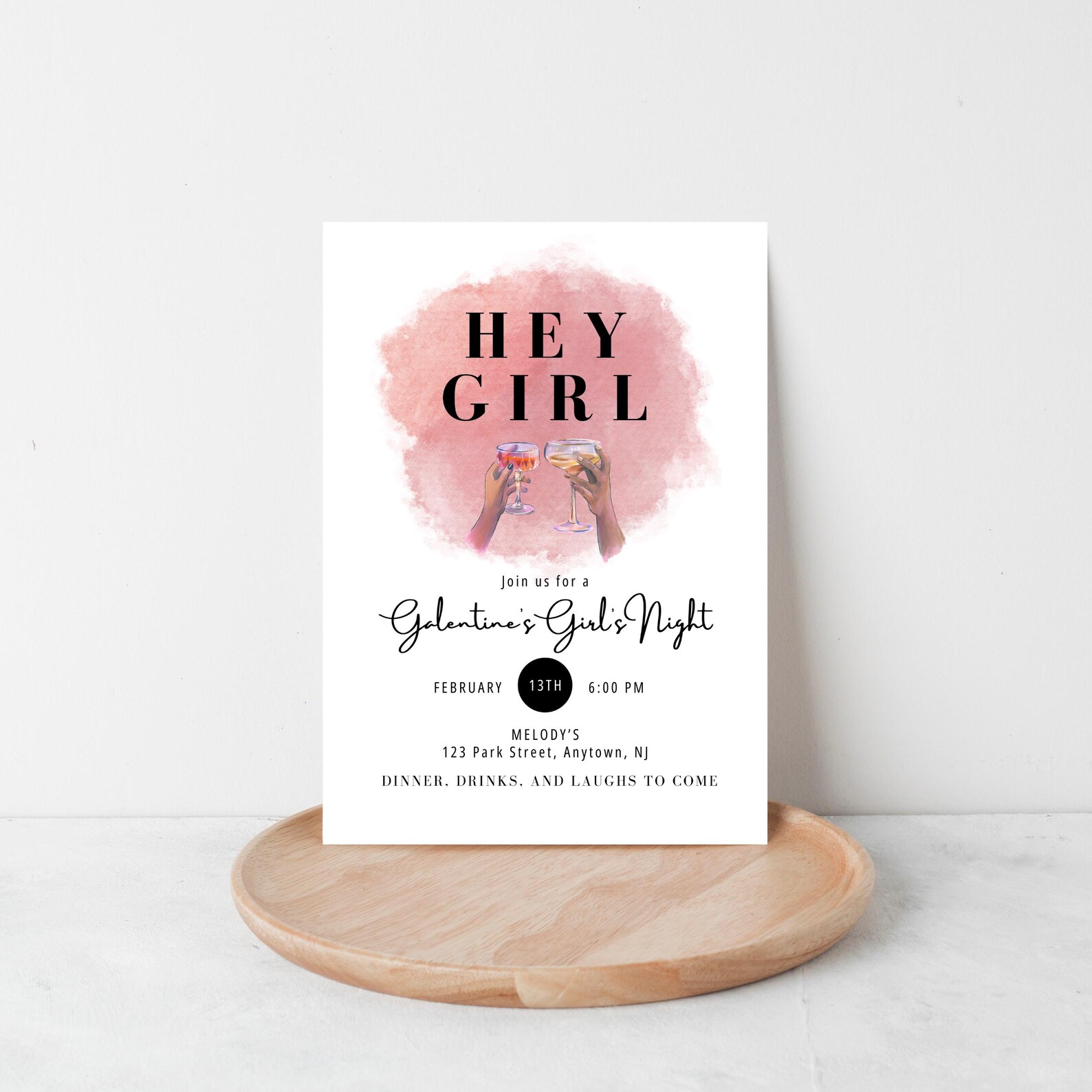 Hey Girl Girl's Night Galentine's Invitation Template, Fun Holiday ...