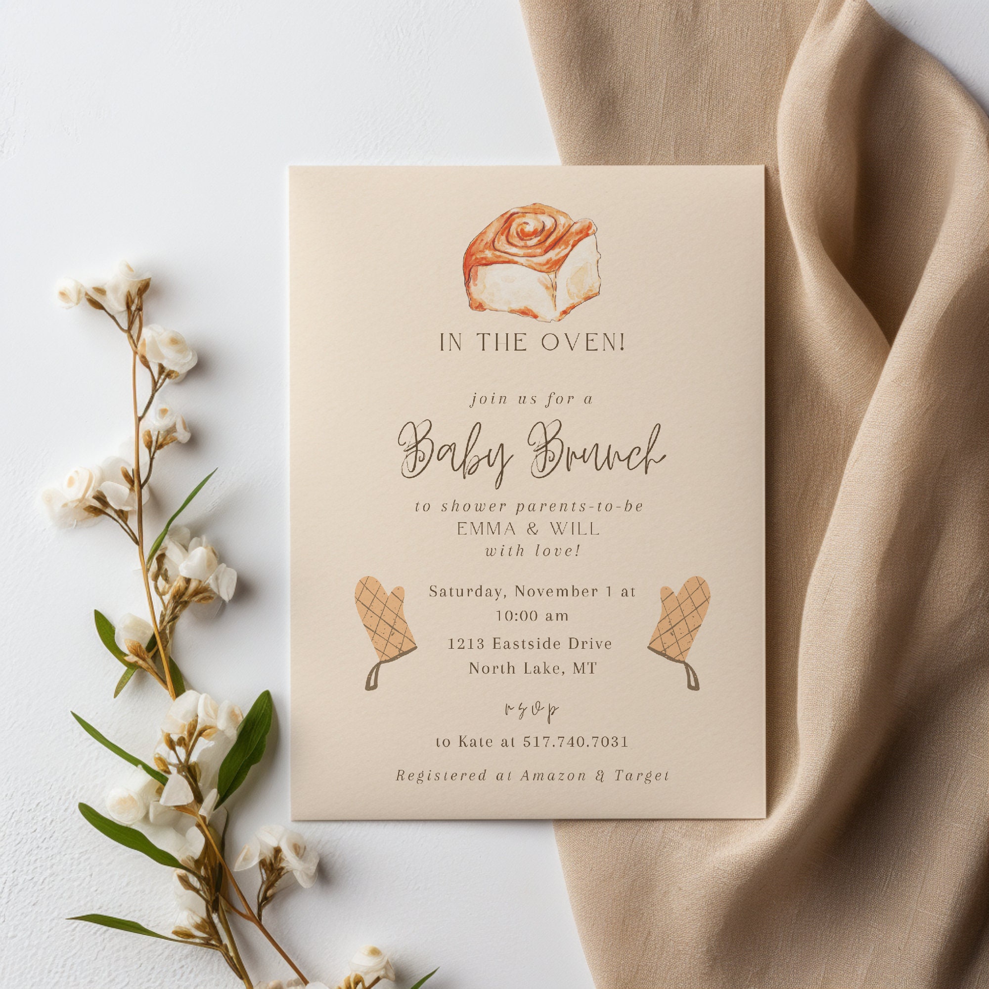 Bun in the Oven Baby Shower Brunch Invitation Customizable Template ...