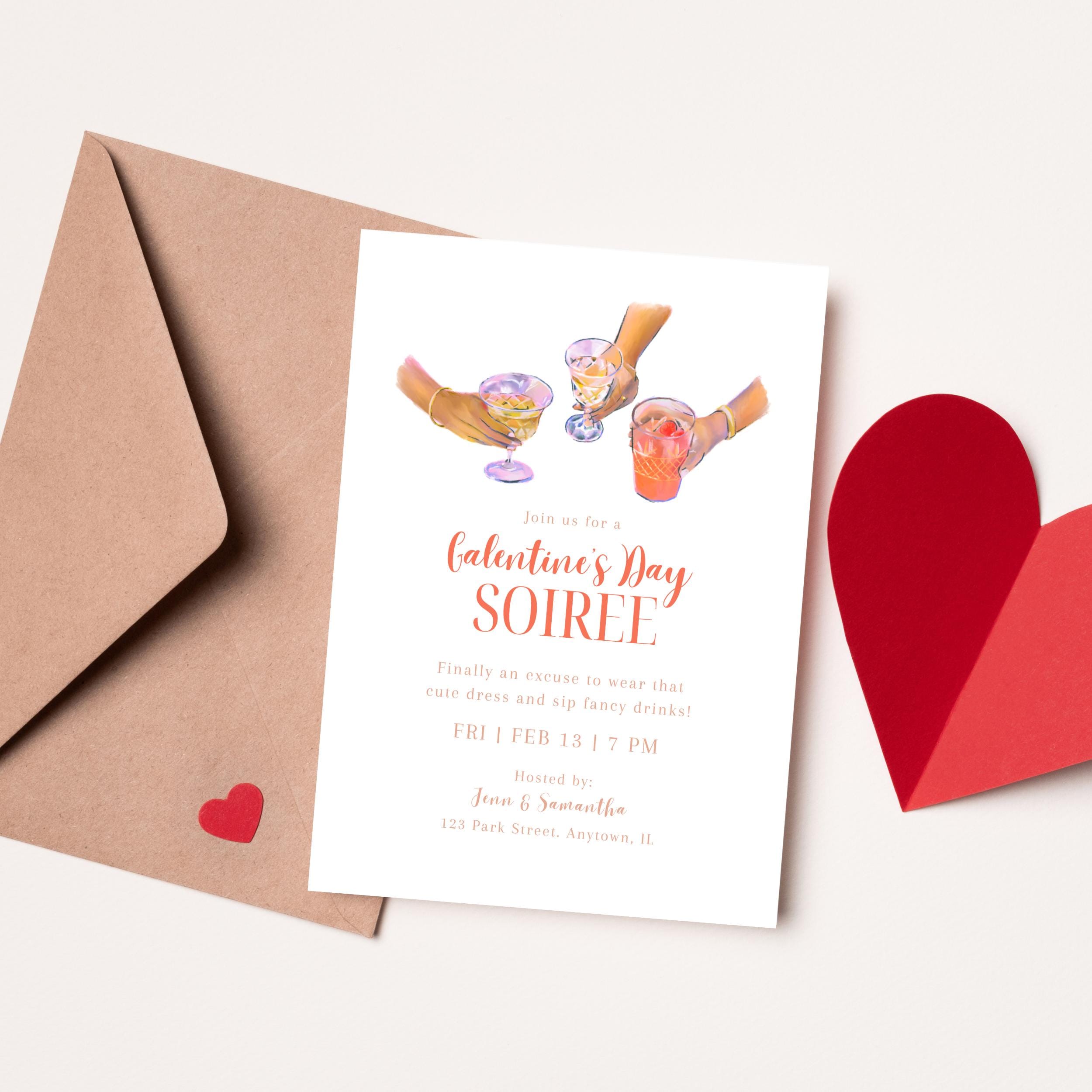 Galentine's Day Soiree Invitation Template, Dressed up Evening Party ...