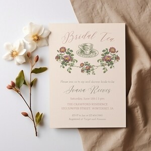 Bridal Tea Bridal Shower Invitation Template Vintage Floral Tea Party ...