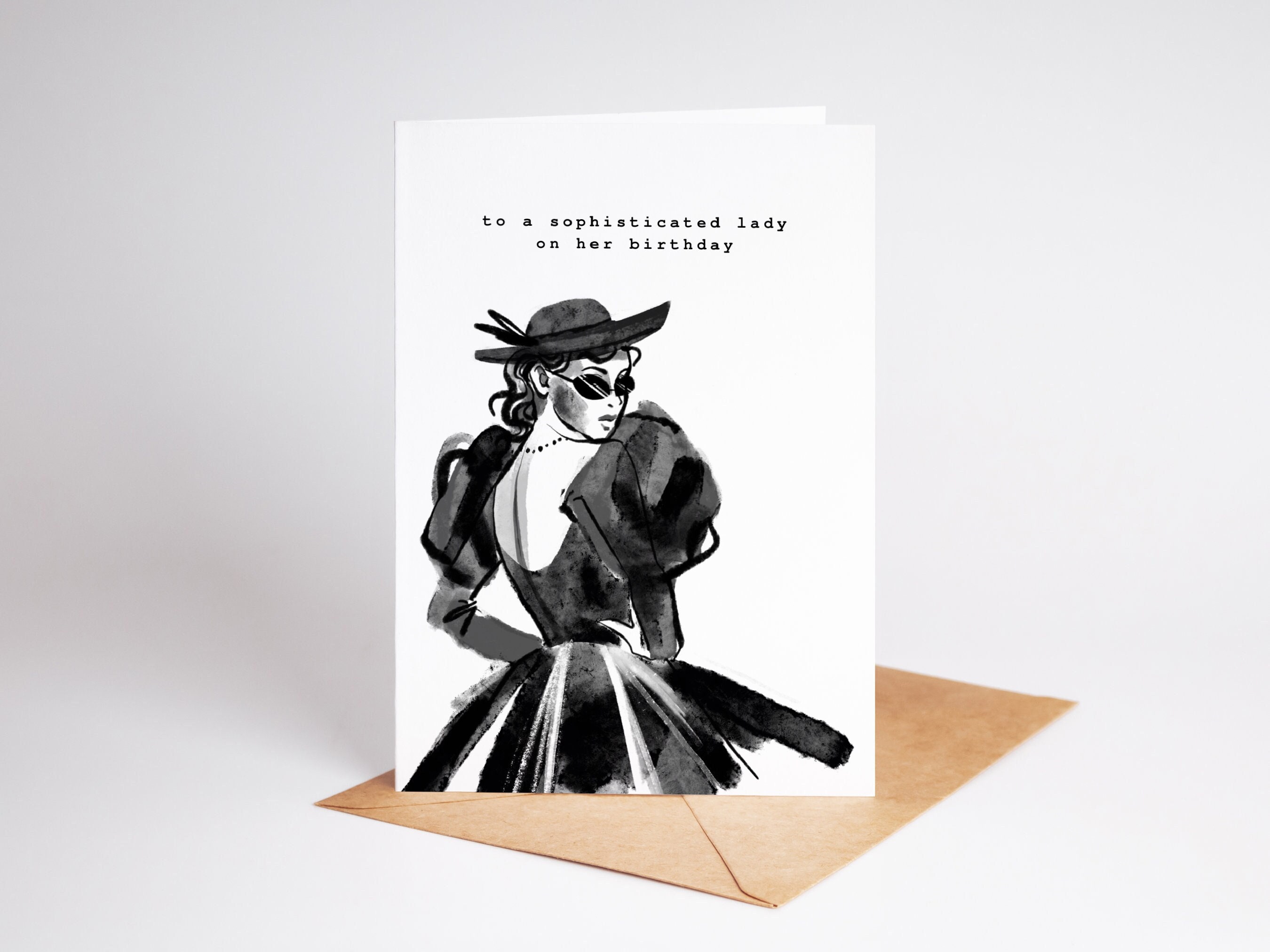 Sophisticated Lady Happy Birthday Printable Greeting Card, Classy Sassy ...