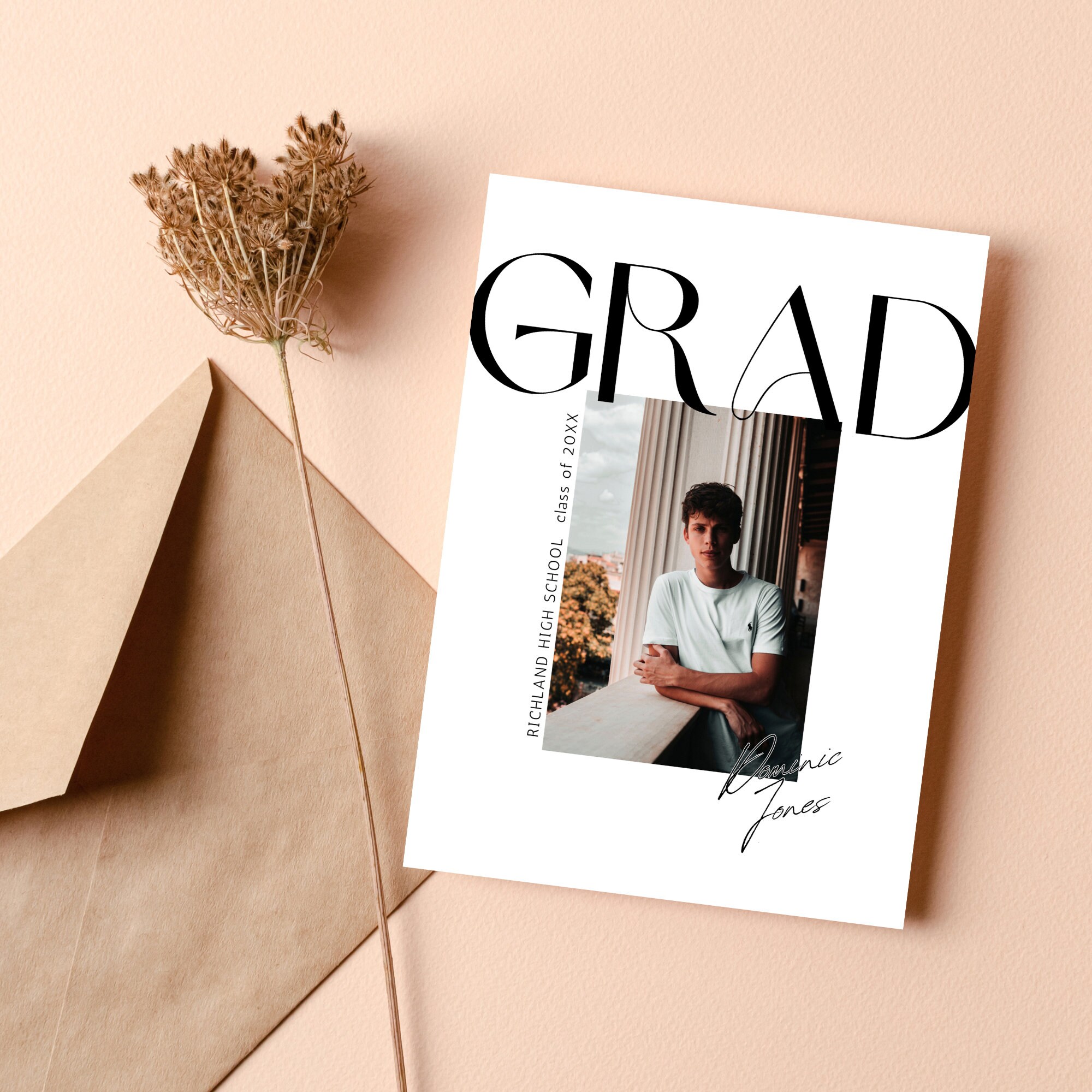 Modern Graduation Party Invitation Template, Minimalist Open House ...