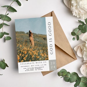 God is Good Graduation Announcement Template, Christian Grad Party Open ...