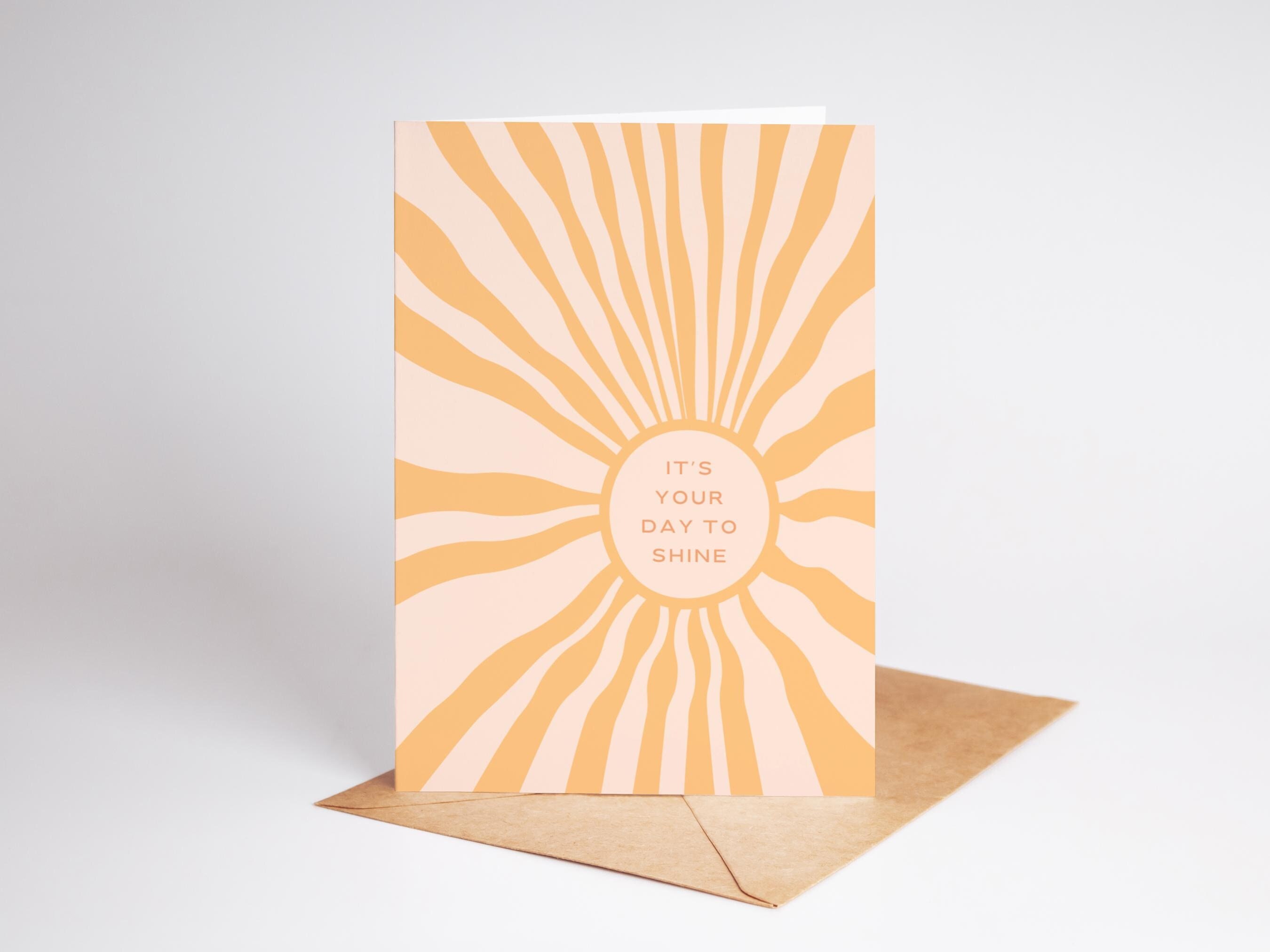 It's Your Day to Shine Printable Celebration Card, Retro Sun Folded ...