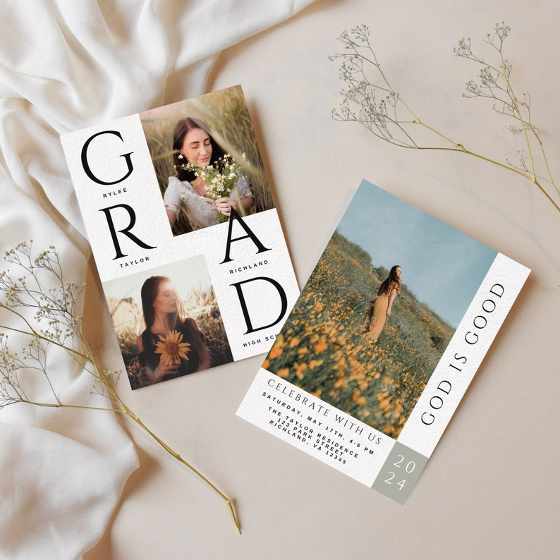 God is Good Graduation Announcement Template, Christian Grad Party Open ...