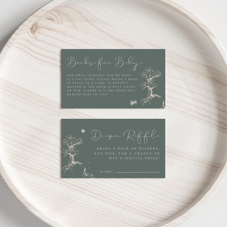 Woodland Animal Diaper Raffle Card Baby Shower Customizable Template ...