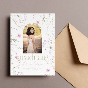 Boho Floral Graduation Party Invitation Template, 2025 Girl Grad ...