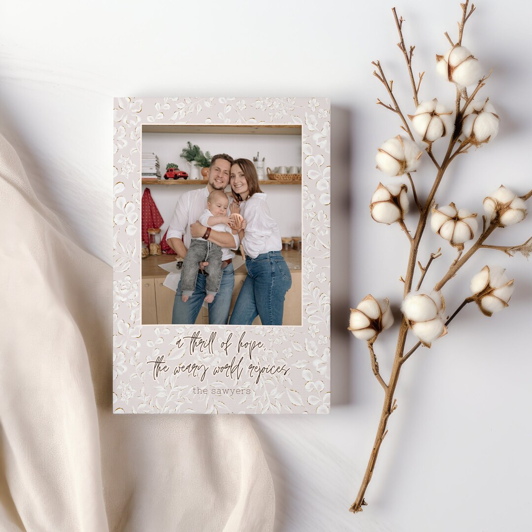 A Thrill of Hope Christmas Card Editable Template, Multiple Photo Boho ...