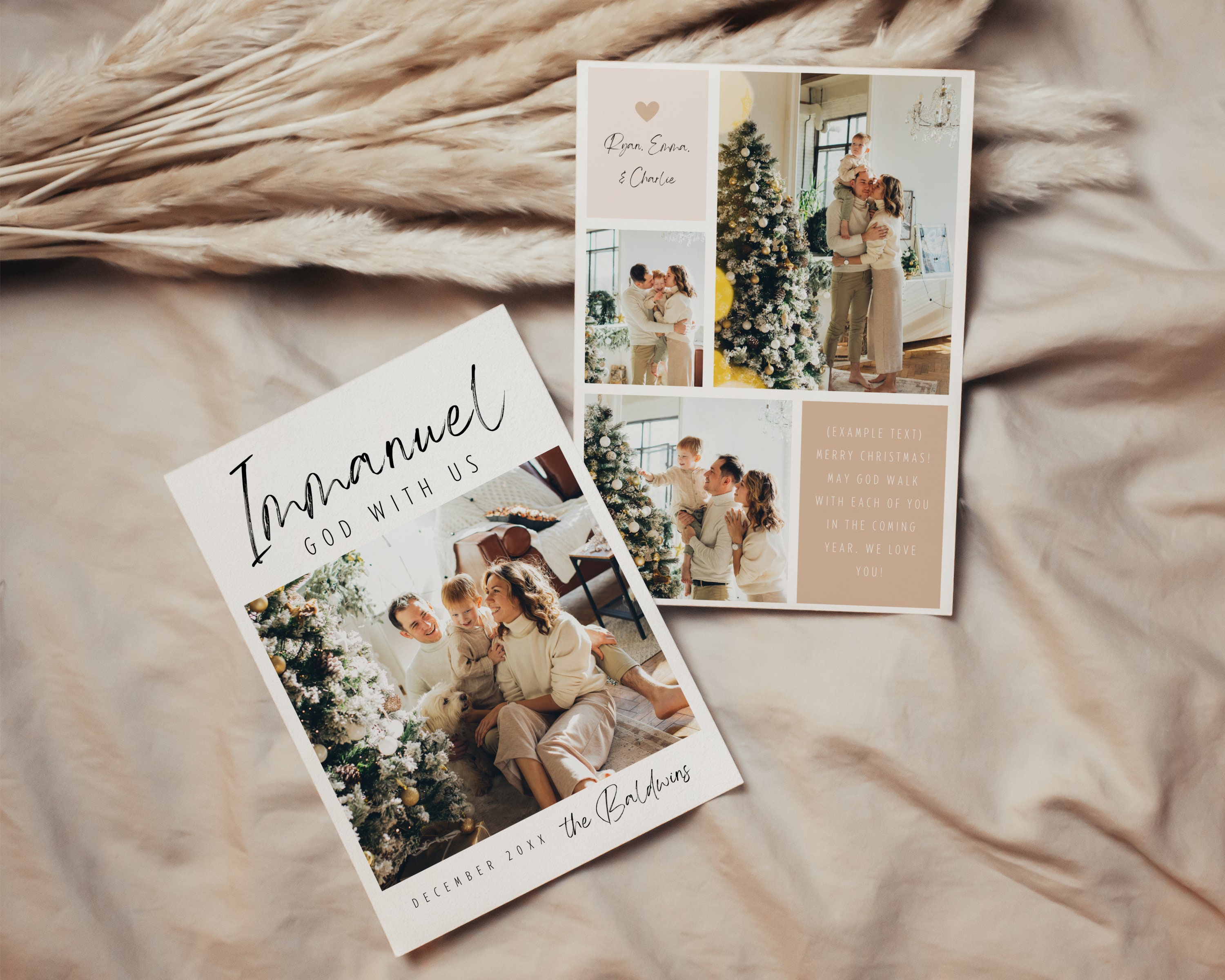 Immanuel God With Us Christmas Photo Card Editable Template, Modern ...