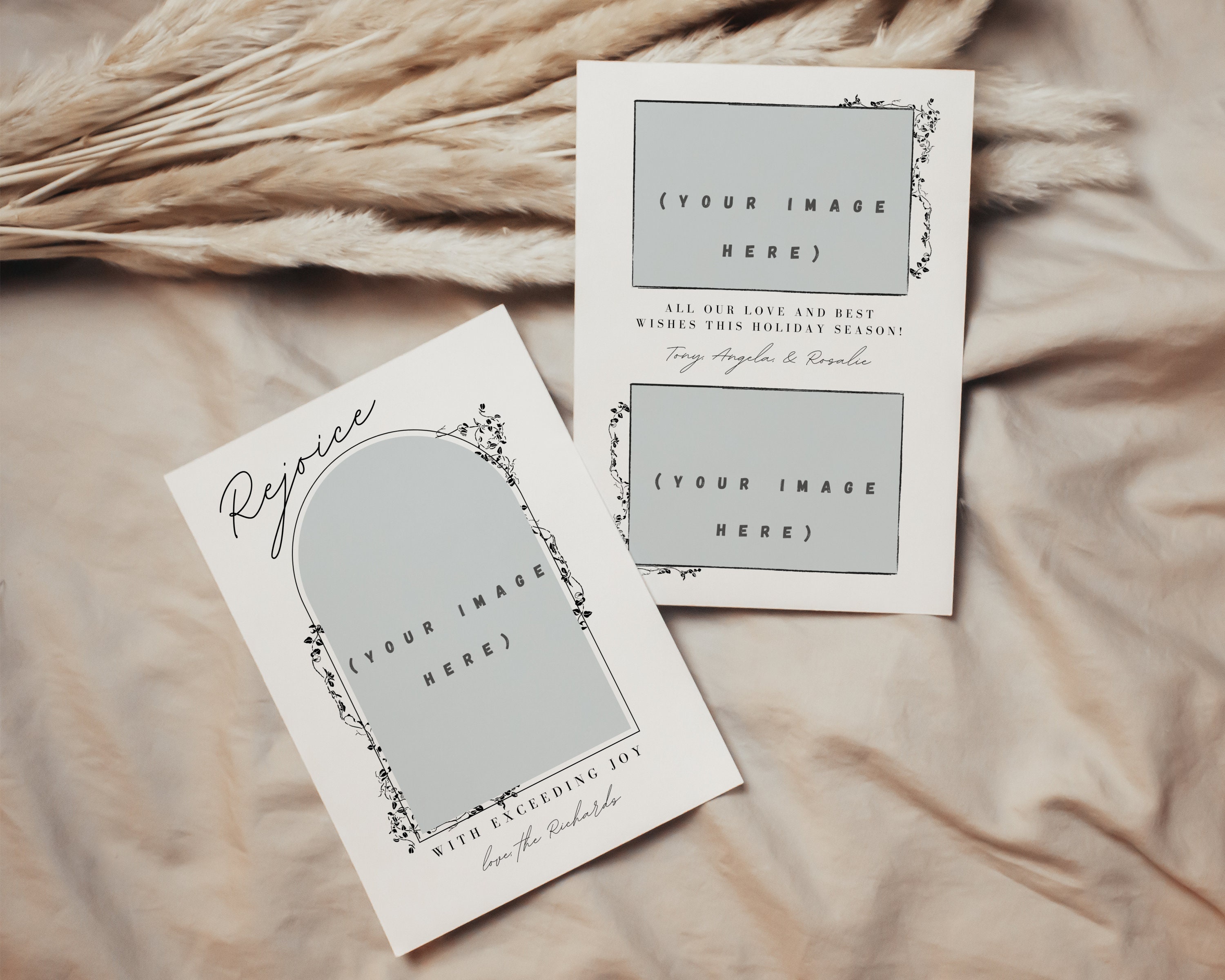 Rejoice Christmas Card Editable Template, Exceeding Joy Artsy Arch ...