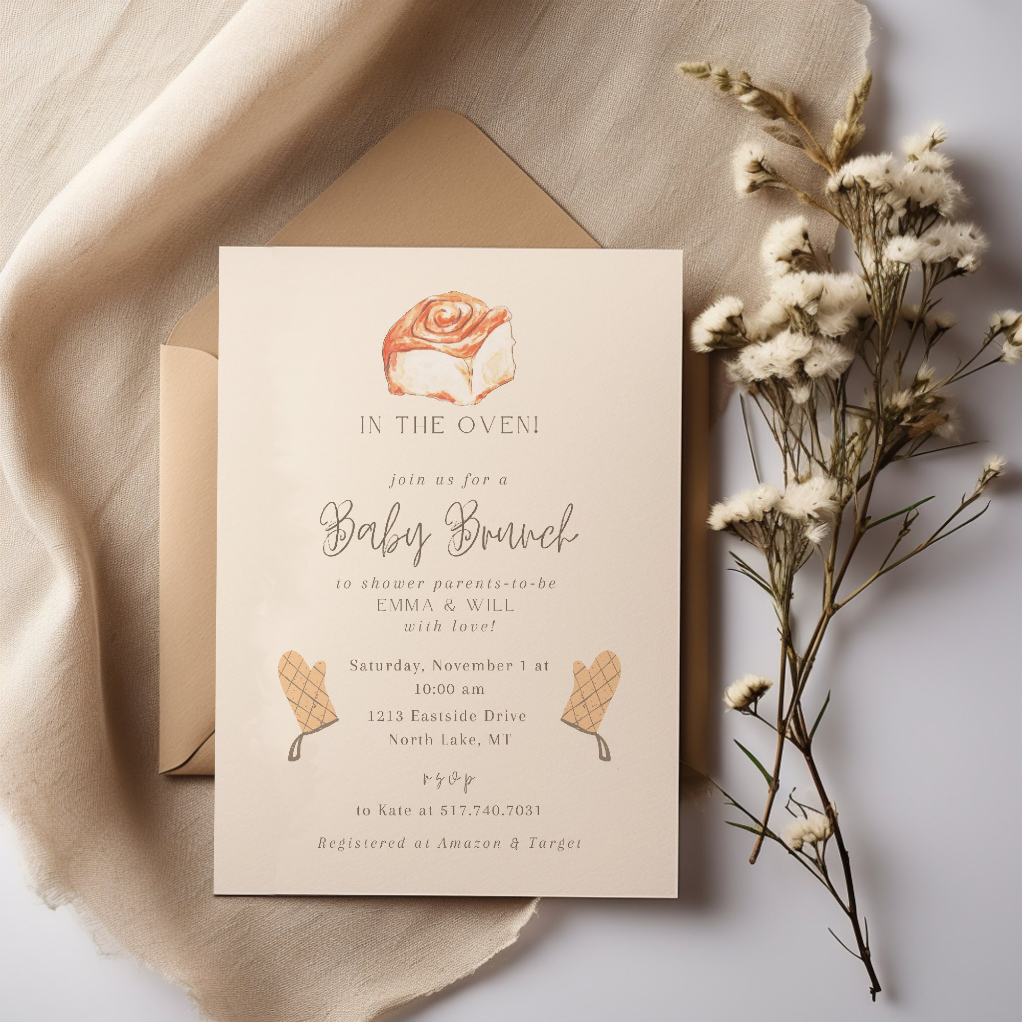 Bun in the Oven Baby Shower Brunch Invitation Customizable Template ...