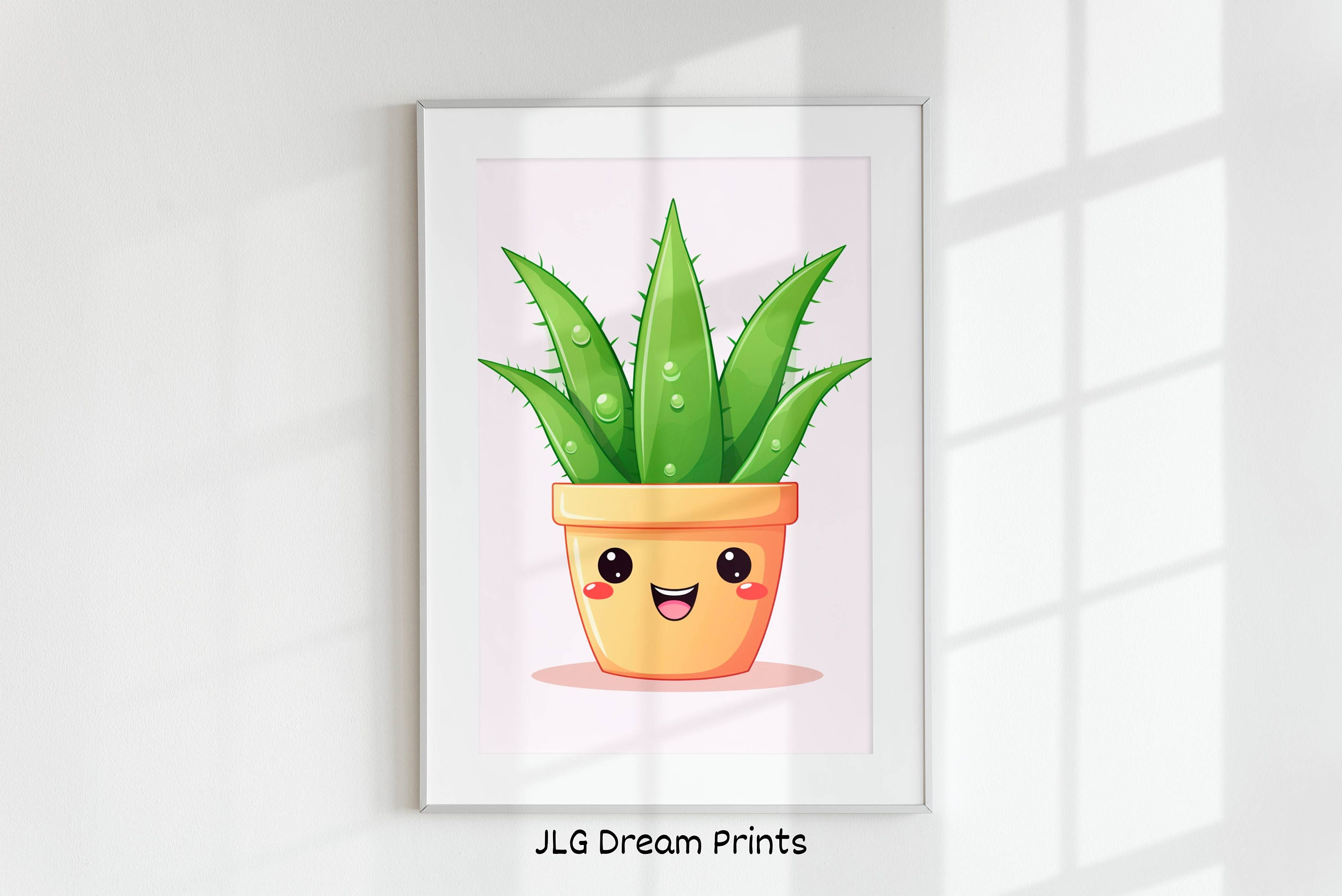 Printable Kawaii Cute Aloe Vera Plant Digital Download, Plant Wall Art ...