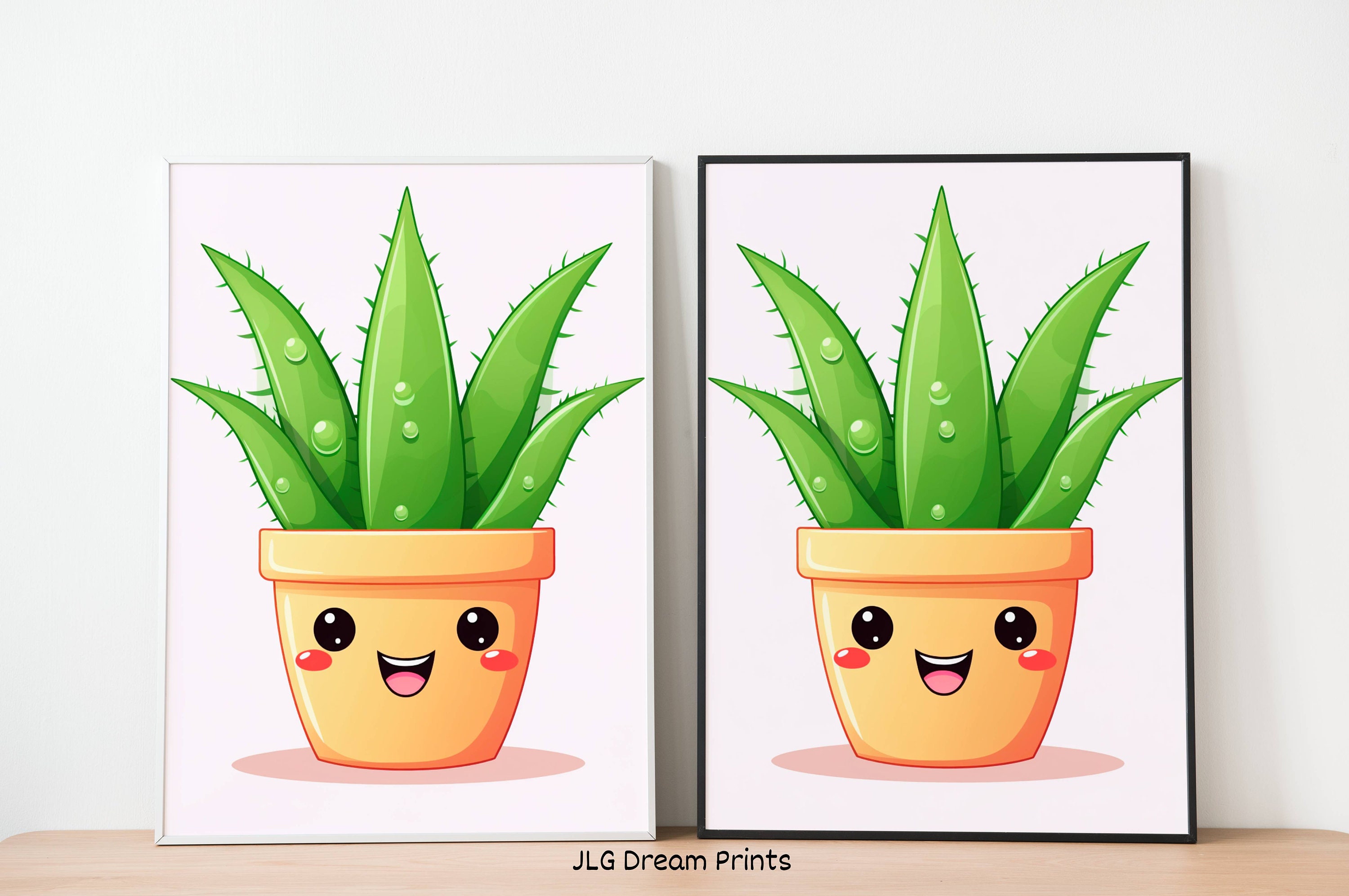 Printable Kawaii Cute Aloe Vera Plant Digital Download, Plant Wall Art ...