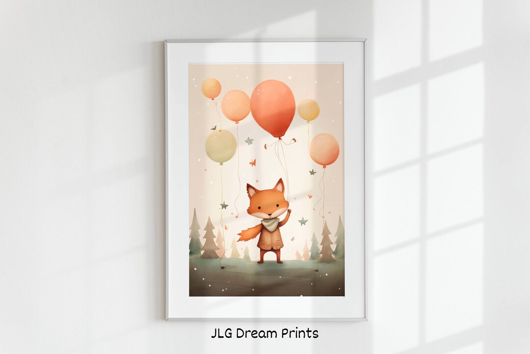 Cartoon Animal Nursery Art Digital Download, Adorable Baby Room Wall ...
