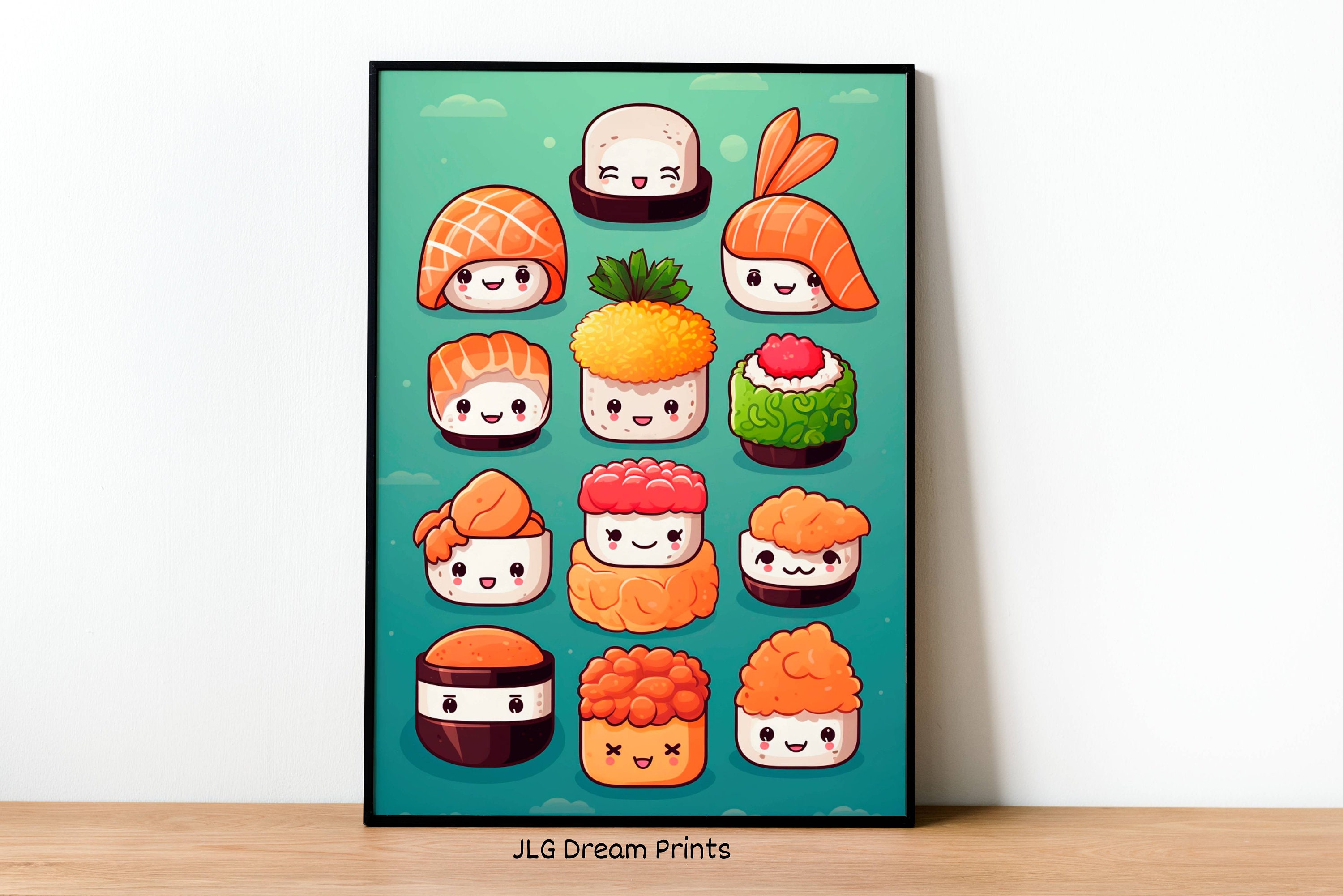 Printable Kawaii Cute Sushi Digital Download, Food Wall Art Poster ...