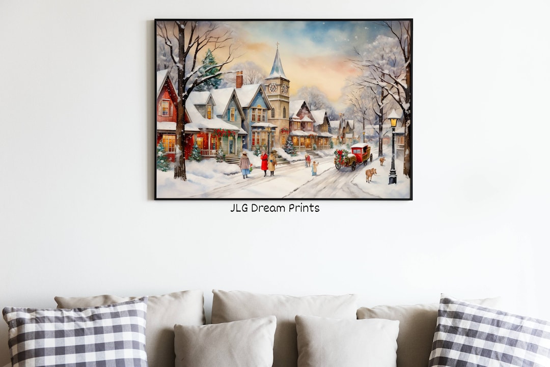 Printable Vintage Christmas Village Digital Download Gift, Xmas Present ...